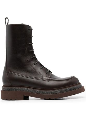 Brunello Cucinelli Stiefeletten mit Schn&uuml;rung - Braun