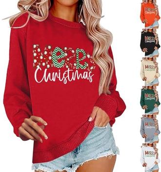 Generic HUIFUAO Just A Girl Who Loves Christmas Sweatshirt pour femme avec imprimé sapin de Noël amusant Pull tendance Pull Festival Costumes Vêtements Hauts 