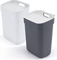 Curver Ready to Collect 2 x 10 l Abfall- und Recycling-Mülleimer, mit Wand- oder Türhalterung, ideal für Küche oder Badezimmer, 100% recycelt, Deckel und Beu