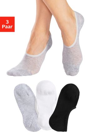 Active By Lascana F&uuml;&szlig;linge LASCANA ACTIVE, Damen, Gr. 35-38, schwarz-wei&szlig; (schwarz, wei&szlig;, grau, meliert), Baumwollmischung, uni und meliert, elastisch, Socken, mit Pike