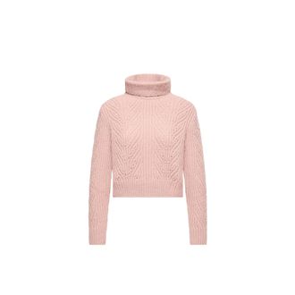 Moncler Moncler Pull &Agrave; Col Roul&eacute; En Alpaga M&eacute;lang&eacute;, Femme, Rose, Taille: Xl