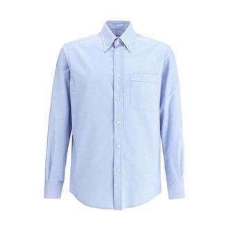Valentino Bestickte Tasche Baumwollhemd - - Shirts - Herren - Blau - XL
