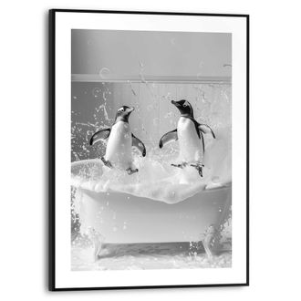 Reinders Gerahmtes Bild, Penguin Splash, Toilette, MDF, 40x30cm