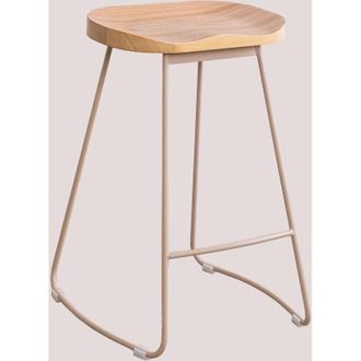 Sklum Sklum - Tabouret de bar haut en acier et bois dorme - Hauteur 65 cm - Style industriel - Assise large et confortable - Entretien facile