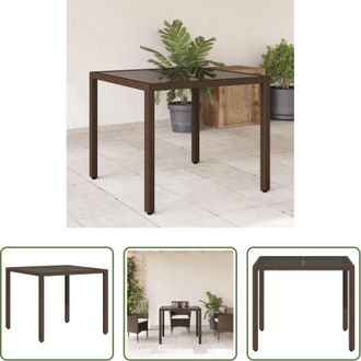 vidaXL vidaXL Poly Rattan - Gartentisch mit Glasplatte Braun 90x90x75 cm Poly Rattan