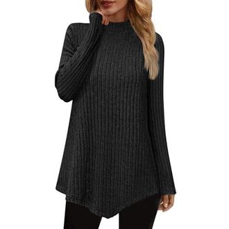 Generic Pull pour femme en tricot doux, d&eacute;contract&eacute;, confortable, col rond, manches longues, coupe ample, haut d&eacute;contract&eacute; pour un usage quotidien, hiver, aut