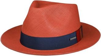 Stetson Chapeau Panama Robarro Fedora Femme/Homme - Made in Ecuador de Soleil DEte Printemps-ete Printemps Ete - L (58-59 cm) Rouge