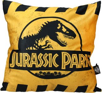 SD toys Caution Logo Jurassic Park Quadratisches Kissen, vakuumverpackt, 45 x 45 cm
