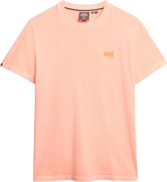 Superdry Herren Essential T-Shirt mit neonfarbener Logostickerei Dry Neon-Orange L