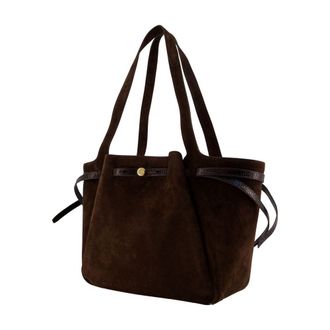 Tory Burch Womens Romy Shopper Bag - Tory Burch Leather Brown Calfskin Totes-Shopping-Bags