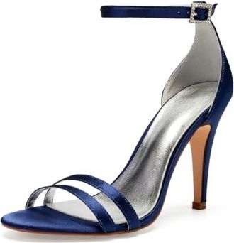 Generic Chaussures De Mariage Sandales Hauts Femmes Sexy Open Toe Stylet Et&eacute; Talon Mari&eacute;e Soir&eacute;e Chaussures Femmes10.5Cm,Dark Blue,42 EU