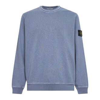Stone Island Homme, Sweatshirts et sweats &agrave; capuche, Bleu, Taille: 2XL Badge Ribbed SweaT-shirt