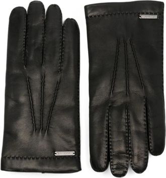 Corneliani Gants en cuir avec plaque logo - Homme - Accessoires - Noir - Taille: 9 IN