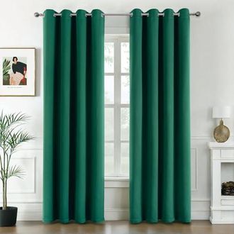 Miulee Rideau Occultant Vert &agrave; OEillets 140x225 CM Lot de 2, Opaque Doux et Esth&eacute;tique, Thermique Anti-Chaleur, Moderne pour Salon et Chambre