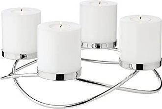 Edzard Alva Couronne de lAvent en Acier Inoxydable argent&eacute; &Oslash; 31 cm pour Bougies Pilier &Oslash; 8 cm