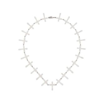 Darkai Crystal-Embellished Cross-Link Necklace - - Accessories - Herren - Grau - ONE SIZE