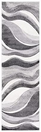 Safavieh Zeitgenössische Teppich für Wohnzimmer, Esszimmer, Schlafzimmer - Hollywood Collection, Kurzer Flor, Grau und Elfenbein, 69 X 244 cm