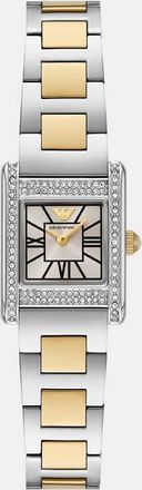 Emporio Armani Damenuhr aus Edelstahl in Silber- und Goldoptik mit zwei Zeigern