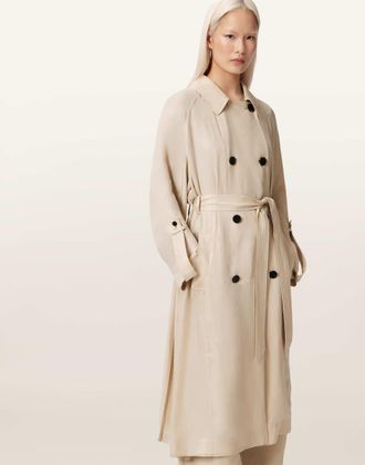 AllSaints Lizie - Trenchcoat in Pergamentwei&szlig;