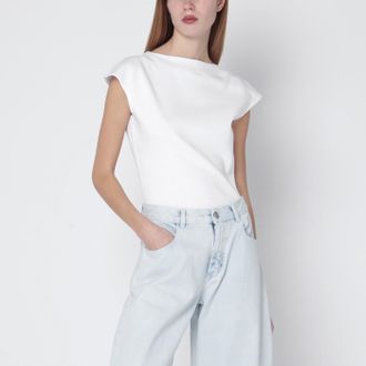 Alaia Wei&szlig;es Baumwoll-T-Shirt