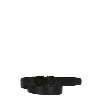 Ferragamo Homme, Accessoires, Noir, Taille: 95 CM Ceinture en Cuir Noir/Orange Coupe Regular