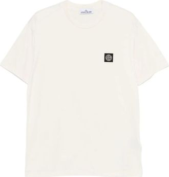 Stone Island Homme, Tops, Blanc, Taille: L Maglietta girocollo logo