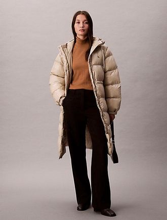 Calvin Klein Hochglanz-steppmantel Mit Kapuze - Island Fossil - Damen - S