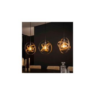 M&S Collection M&s - Suspension 3 lampes 115x33x150 cm avec anneaux en métal noir