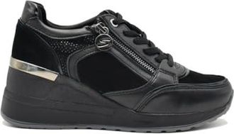 Stonefly 223233 Black Sneakers pour femme en daim et cuir avec lacets, &eacute;clair et compens&eacute;e moyenne, Noir, 41 EU