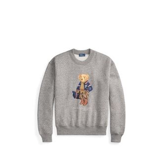 Polo Ralph Lauren Sweat droit col rond en coton m&eacute;lang&eacute; s&eacute;rigraphi&eacute;