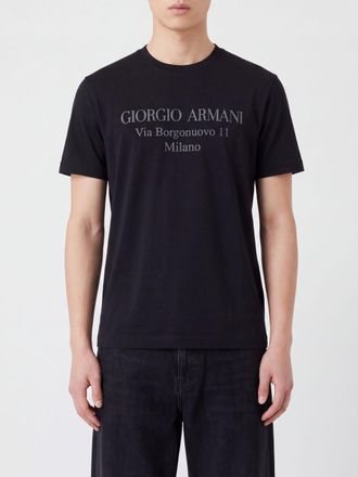 Giorgio Armani T-shirt &agrave; manches courtes en coton avec logo contrastant
