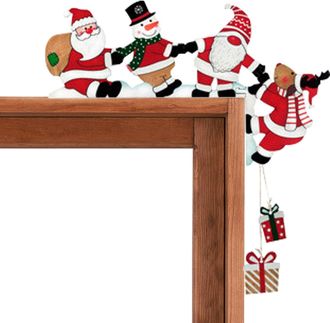 Generic Weihnachtst&uuml;r-Eckrahmen - Festliches Feiertags-T&uuml;rschild, Dekorative Weihnachtsmann-Elch-Ornamente, Saisonale T&uuml;rrahmen-Anzeige, Winterdekorationsset 