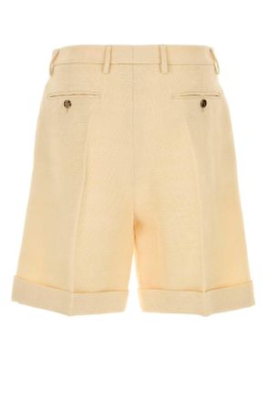 Valentino Garavani Mens Cream Jute Bermuda Shorts Burro Exterior: Viscose Silk