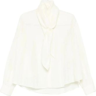 Carven Femme, Blouses et Chemises, Beige, Taille: 36 FR Sh303 Bow Shirt