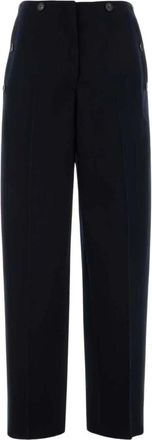 Ferragamo Pantalon en laine diagonale - Femme - Pantalons - Bleu - Taille: 32 FR