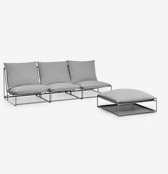 Sklum Sklum - Amaro 3-teiliges modulares Gartensofa und umwandelbarer Ottoman Grau