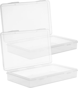 Supvox Transparente Aufbewahrungsbox aus Langlebigem PP Kunststoff mit Deckel - 2 St&uuml;ck Kleine Karten und Foto Organizer f&uuml;r Schreibtisch Postkarten und Klei