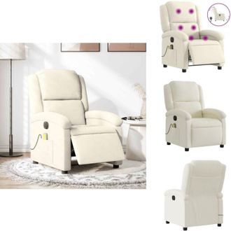 vidaXL Massagesessel Elektrisch Creme Samt - Elektrischer Massagesessel - Elektrische Massagesessel - Massagestuhl - Massagesessel