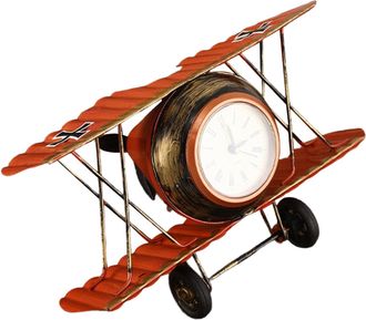 NUOBESTY Vintage Metall Flugzeug Uhr Skulptur Retro Tischuhr Dekoration f&uuml;r B&uuml;ro Wohnzimmer Schlafzimmer Badezimmer