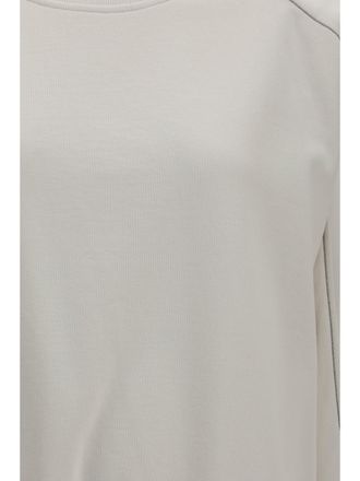 Brunello Cucinelli Cotton With Organza Sleeves Sweatshirt - White