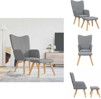 vidaXL Relaxsessel mit Hocker Hellgrau Stoff - Sessel - Relaxsessel - Wohnraumgestaltung - Bequemlichkeit - Polstersitz