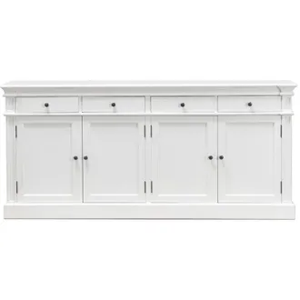 ebuy24 Amaretta Sideboard antik wei&szlig;, antik patiniert mit 4 T&uuml;ren und 4 Schubladen. Breite 186 cm, H&ouml;he 86 cm