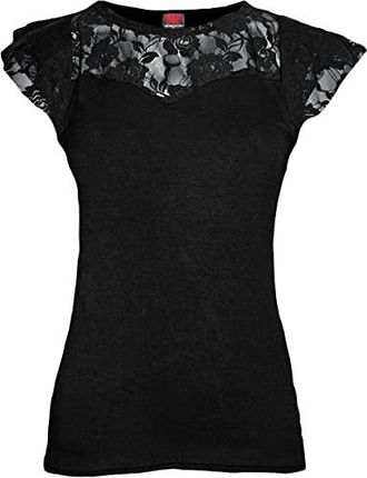 Spiral Direct Gothic Elegance - Lace Layered Cap Sleeve Top Black, T-Shirt Femme, Noir (Black 001), 48 (Taille Fabricant: X-Large)