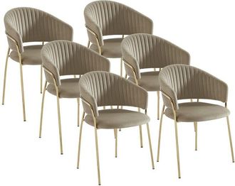 Vente-Unique Pascal Morabito - Lot de 6 chaises en velours et m&eacute;tal dor&eacute; - Beige - madolia de