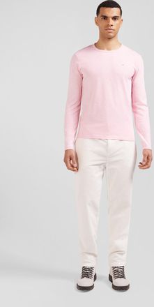 Eden Park T-shirt Manches Longues En Coton Uni Rose Coupe Slim