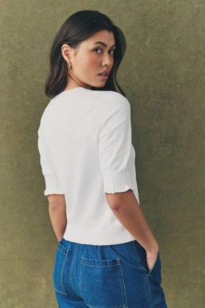 Next T-Shirt Kurzarm-T-Shirt mit R&uuml;schenrand (1-tlg)