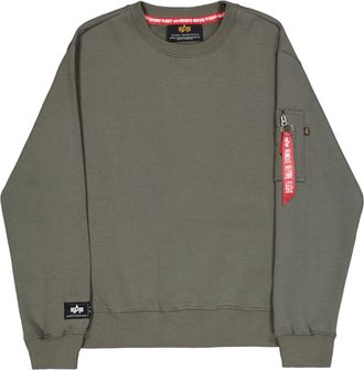 Alpha Industries Alpha Industries Herren Label Sweatshirt Back Print, Dark Olive, M