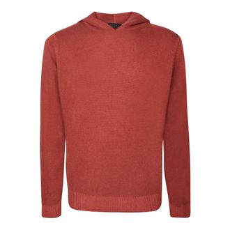 Dell'Oglio Gestrickter Hoodie - - Sweatshirts & Hoodies - Herren - Rot - XL