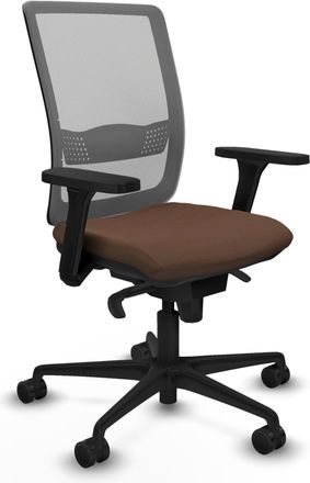 Piqueras y Crespo B&uuml;rostuhl mit 3D-Armen, h&ouml;henverstellbare Lendenwirbelst&uuml;tze, ausgestattet mit 5 Positionen und injiziertem Schaumstoff, Grau/Dunkelbraun