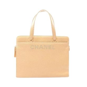 Chanel Pre-owned Logo Handtasche aus genarbtem Kalbsleder - - Pre-owned - Damen - Beige - ONE SIZE
